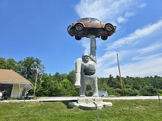 Summer brings out the best in this concrete colossus, standing tall against Vermont's impossibly blue skies.