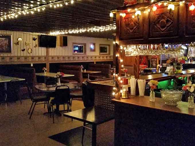 Step inside where string lights and neon signs create the perfect backdrop for serious eating and casual fun with friends.