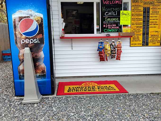 The ordering window at Hazel's where dreams come true and crab rolls begin their journey to your grateful stomach.