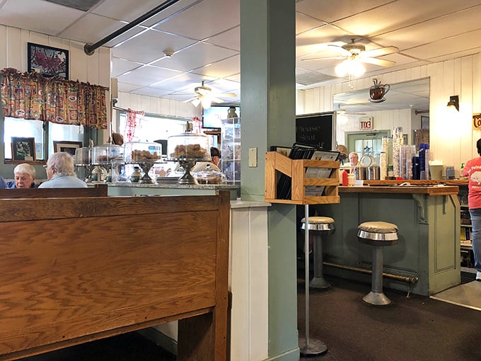 Classic diner charm meets homey comfort in this interior where conversations flow as freely as the coffee.
