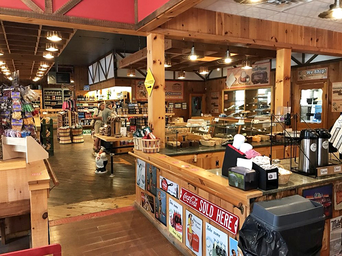 Rustic wooden beams and local treasures line every corner, creating the kind of country store that makes you want to linger.