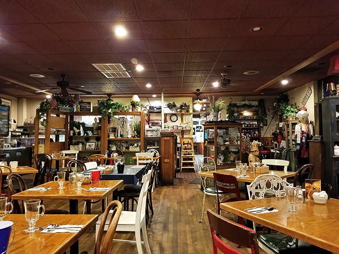 Mismatched chairs, wooden tables, and enough homey knickknacks to make you feel like you've stumbled into the world's coziest treasure hunt.