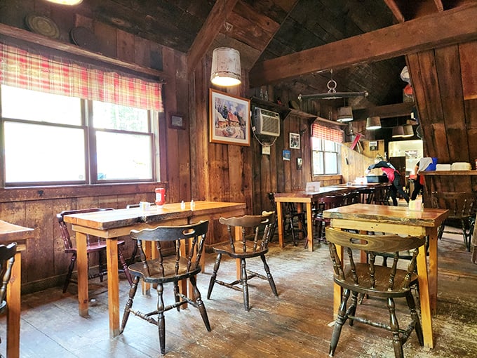 Inside, time slows down among honey-colored wood paneling and vintage chairs &ndash; a Vermont dining room where calories don't count and memories are made.