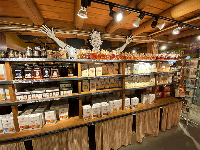 Wooden shelves lined with Vermont treasures &ndash; from maple syrup to honey &ndash; create a rustic shopping experience that feels like stepping back in time.