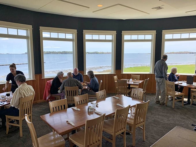 Dining with a view doesn't get better than this &ndash; panoramic windows frame Casco Bay's sparkling waters while you savor fresh catches.
