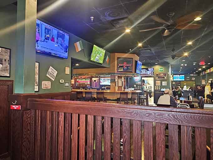 Inside, the warm glow of this Irish pub-style restaurant creates the perfect backdrop for serious eating and even more serious relaxation.