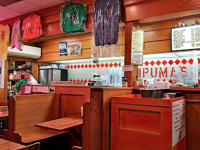 Inside: Wood paneling, cozy booths, and that unmistakable diner charm &ndash; stepping into Lipuma's feels like walking into a time capsule of American comfort food.