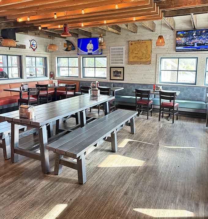 The interior blends rustic charm with modern comfort, creating a space where you'll want to settle in for hours.