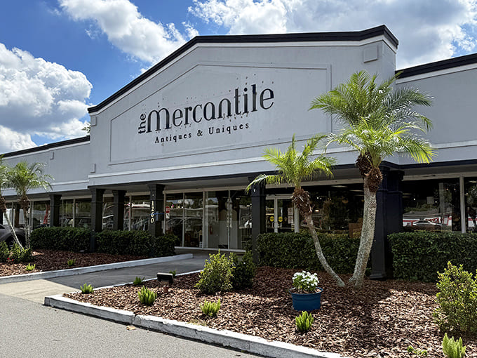 Palm trees frame the welcoming fa&ccedil;ade, where Florida sunshine meets vintage charm in an irresistible retail marriage.