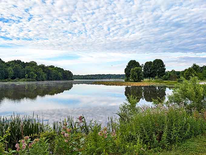 Nature's perfect mirror &ndash; where sky meets water in such harmony you'll wonder which way is up in this reflective paradise.