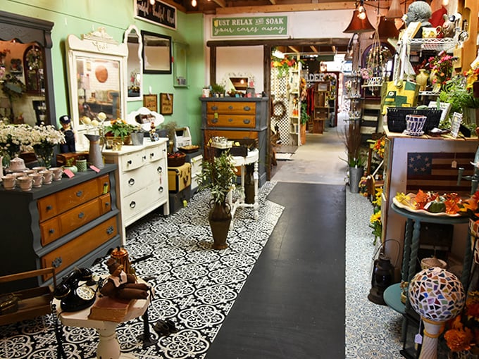 Step into a world where time stands still &ndash; patterned floors lead you through corridors of carefully curated vintage furniture and decor.