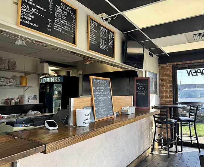 Simple counter service and chalkboard menus create an efficient, no-nonsense atmosphere where the food does all the talking.