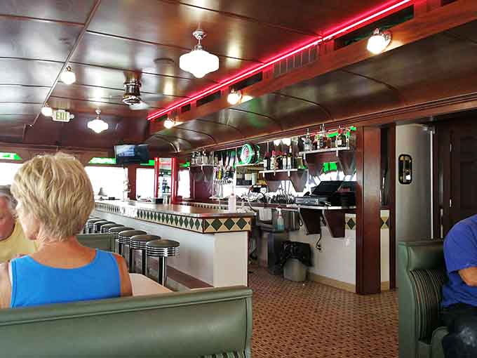 Step inside where green vinyl booths and curved ceilings remind you that eating in a real trolley beats any themed restaurant.