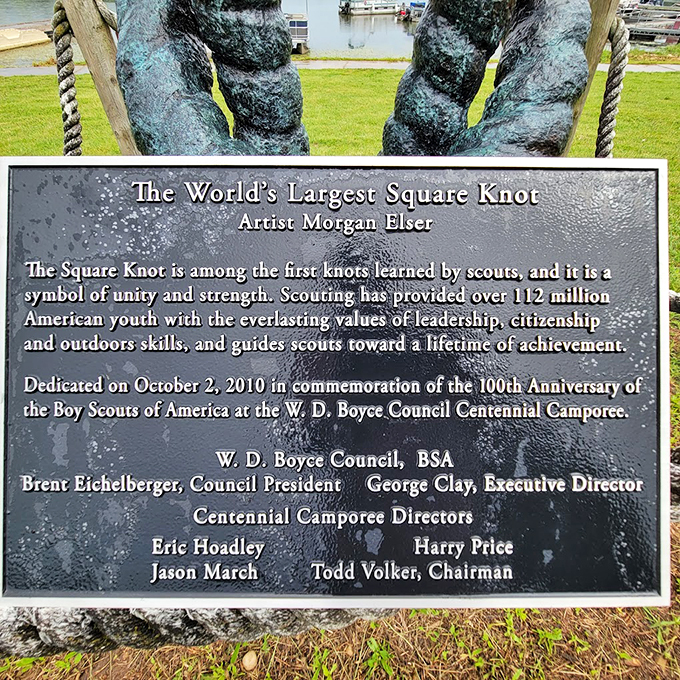 The plaque tells a story of scouting heritage, commemorating over a century of teaching youth the ropes&mdash;literally.