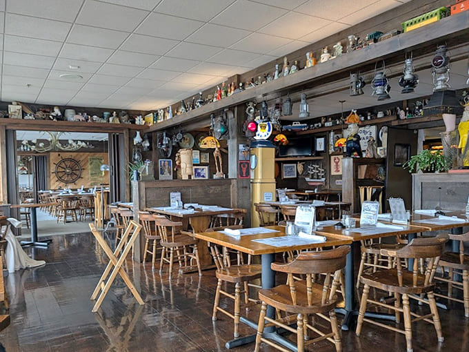 Inside Taste of Maine, nautical collectibles line every surface like a maritime museum decided to open a restaurant, and honestly, we're here for it.