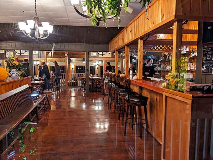 Warm wood tones and nautical touches create the perfect setting for serious seafood consumption and pie appreciation.