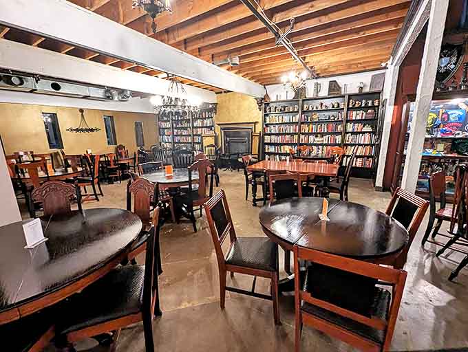 Wooden beams and warm lighting create an atmosphere where you'd expect knights to gather after a long day of questing.