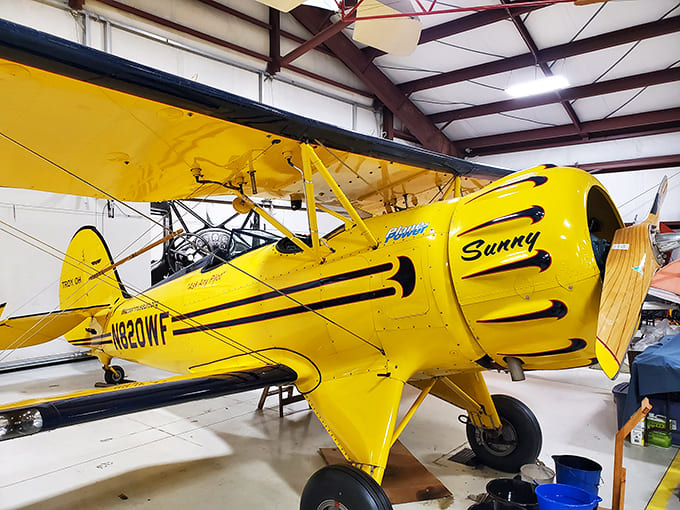 This stunning turquoise WACO YMF-5 biplane isn't just eye candy &ndash; it's a flying time machine ready to dance through clouds like it did decades ago.