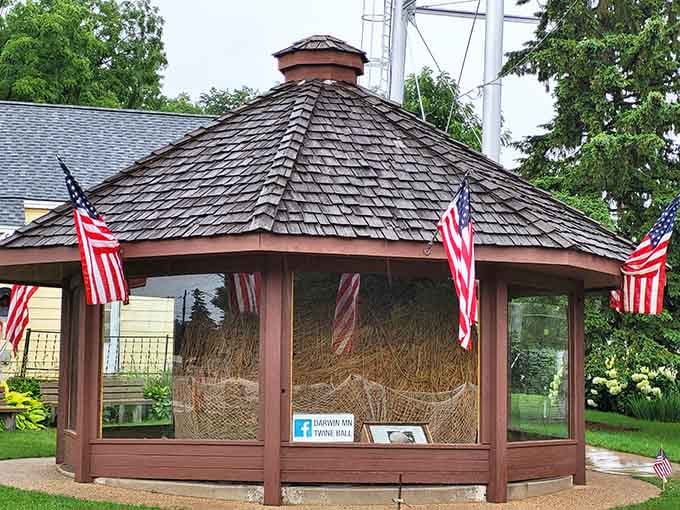 The twine ball commands attention on Main Street, a testament to one man's extraordinary 29-year commitment to his craft.