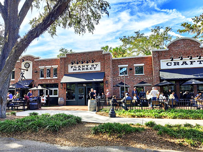 The market's charming exterior houses a world of flavors, with vendors offering everything from artisanal chocolates to craft beers.