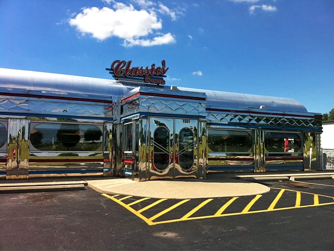 Shiny enough to see your past self reflected! This gleaming facade isn't just eye-catching. It's a beacon for comfort food enthusiasts and nostalgia seekers alike.