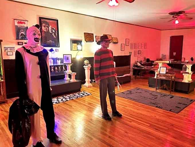 Freddy Krueger stands sentinel alongside other horror icons, creating an immersive experience that puts you face-to-face with nightmare fuel.