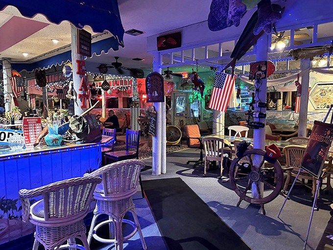 Step inside and you're transported to a whimsical maritime wonderland &ndash; part New England fishing shack, part Florida beach bar, all character.
