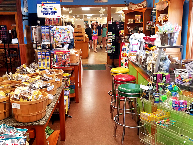 Step into chocolate paradise &ndash; wooden barrels brimming with treats line the walls while colorful stools invite you to stay awhile.