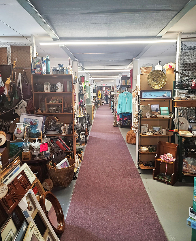 Step into the time tunnel! This carpeted aisle might as well be a portal to decades past, with each booth offering its own unique chapter of nostalgia.