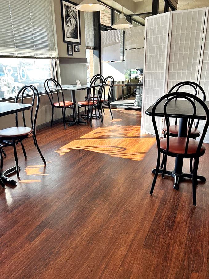 Simple, clean interiors let the food do the talking – no distractions, just wooden floors and black chairs awaiting bagel enthusiasts.
