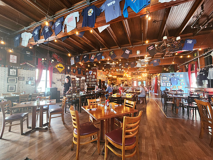 The menu's "Hot Hero Sandwiches" section pays tribute to local firefighters, with each creation named after those who've served their communities with distinction.