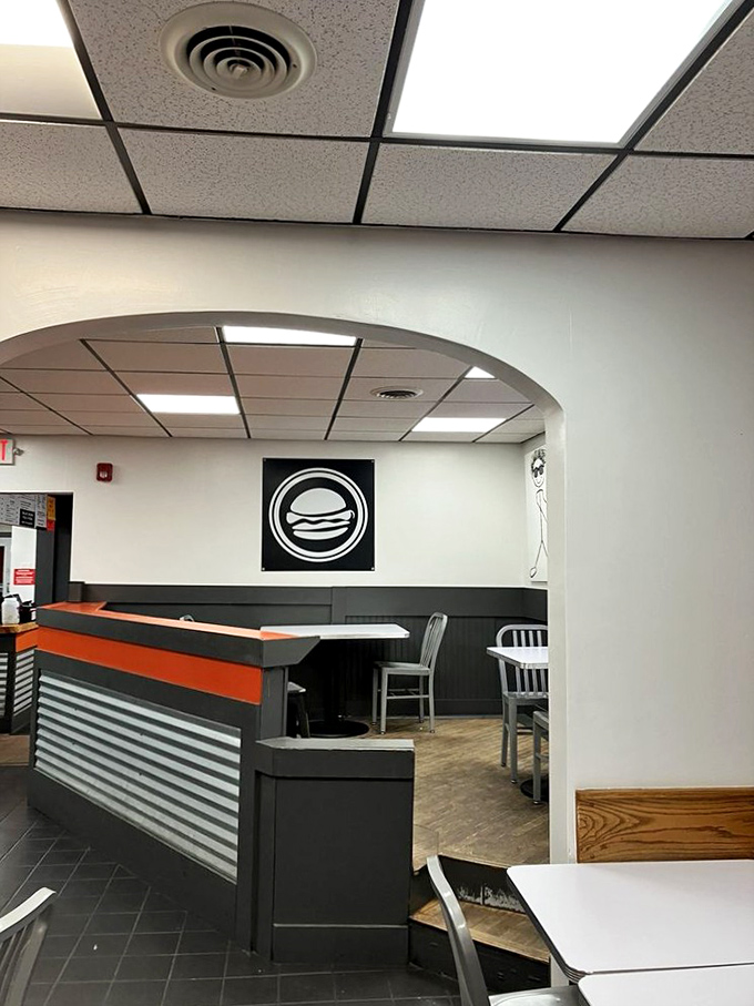 Simple, clean lines define the interior where milkshake magic happens. The minimalist design lets the food take center stage.