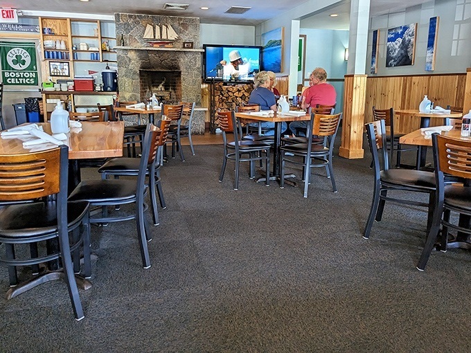 Where sports fans and seafood lovers find common ground. That stone fireplace isn't just for show &ndash; it's a winter game-changer during Patriots season.