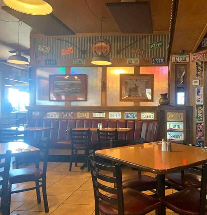 License plates from across America line the walls, telling stories of travelers who've made the pilgrimage to this meat-lover's sanctuary.