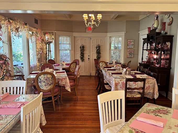 Step into a bygone era where floral tablecloths, delicate china, and soft lighting transform an ordinary meal into a special occasion.