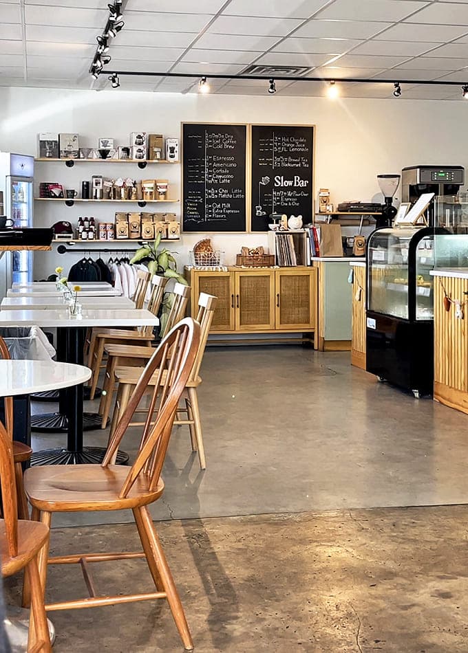 Clean lines, wooden chairs, and chalkboard menus create the perfect backdrop for bread-based epiphanies. This isn't just a bakery&mdash;it's a sanctuary for sourdough seekers.