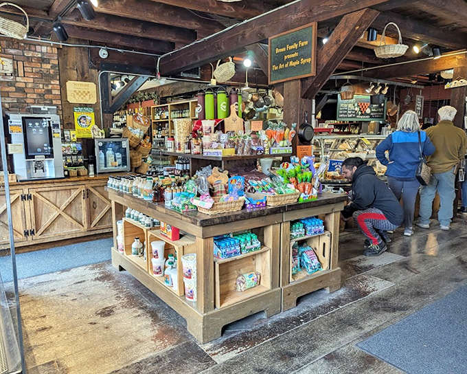 Rustic wooden beams and well-worn floors create the perfect backdrop for a food adventure that feels like coming home.