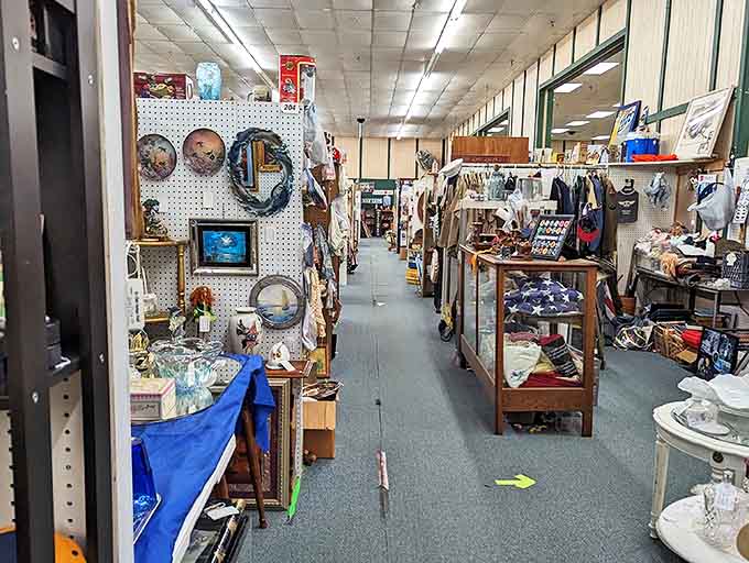 These aisles stretch on like a vintage lover's fever dream, each turn revealing another booth packed with yesterday's finest waiting for today's appreciation.