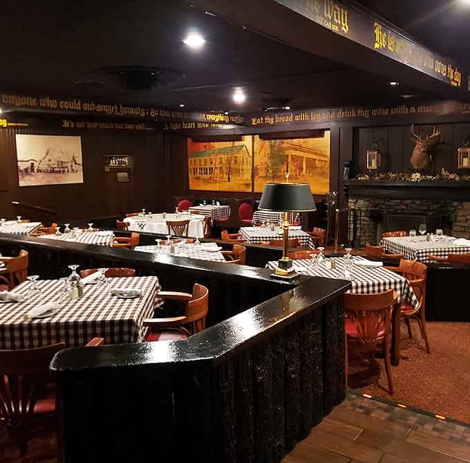 Step inside to discover dark wood, checkered tablecloths, and an ambiance that whispers "relax, you're home now."