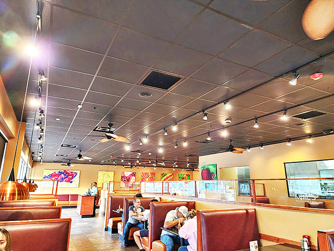 Warm lighting, comfortable booths, and just enough space between tables &ndash; Keke's interior strikes that perfect balance between "treat yourself" and "make yourself at home."