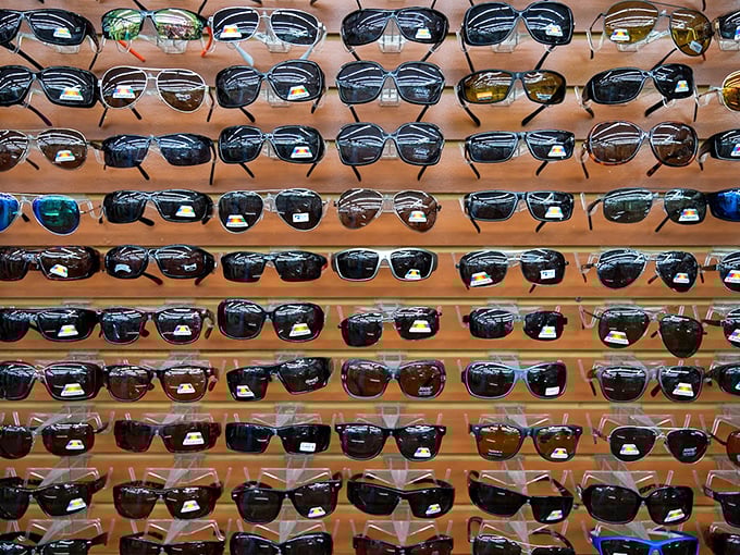 Sunglasses galore! Finding your perfect pair here is like speed-dating for your face &ndash; try a hundred until one makes you look mysteriously fabulous.