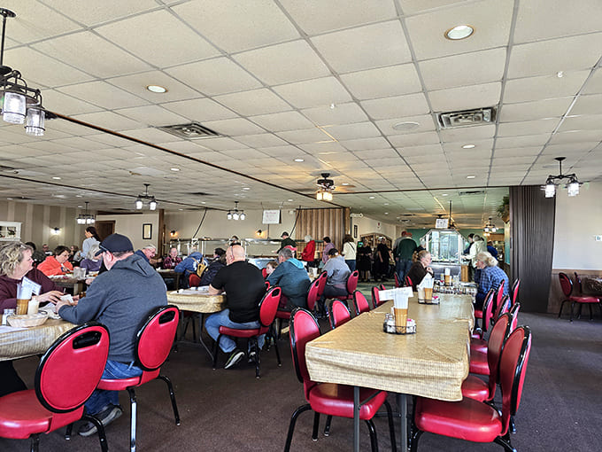 The bustling dining room where strangers become friends over plates of comfort food and endless coffee refills.