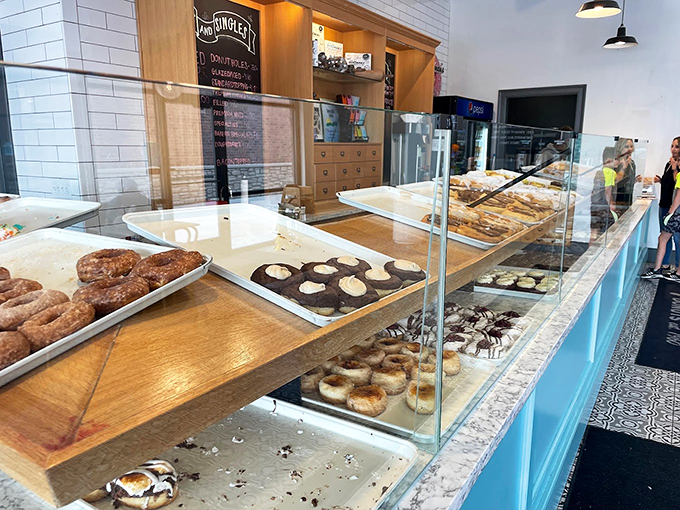 Donut artistry at its finest! These colorful creations are like edible modern art &ndash; if Picasso had a sweet tooth.