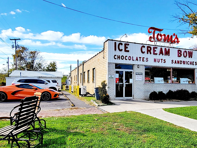 Holy cow, is that a Corvette parked outside Tom's? This Zanesville institution isn't just stuck in time; it's racing through it! With its retro signage and promise of chocolates, nuts, and sandwiches, Tom's is like a 1950s diner that forgot to grow up. Thank goodness for that!