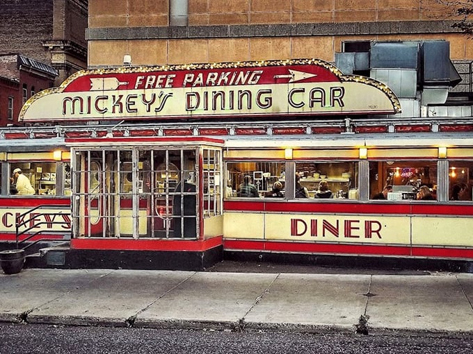 Neon lights, chrome shine, and endless coffee? Mickey's isn't just a diner, it's a time machine with a side of fries.