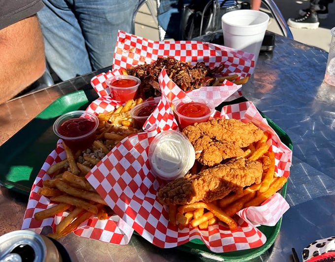 Desert-style surf and turf: Where the "surf" is crispy fries and the "turf" is... well, more crispy goodness. Comfort food paradise!