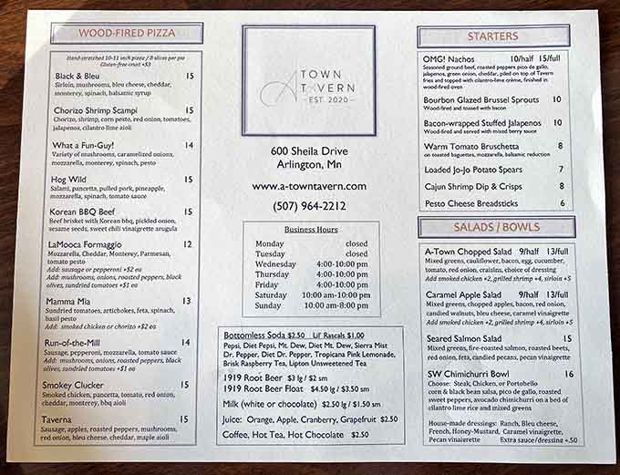 Explore artisanal wood-fired pizzas and savory starters at this cozy local gem in the heart of Arlington, Minnesota.