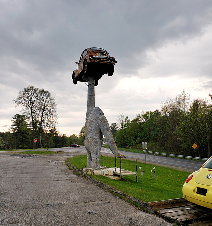 Even on gloomy days, this roadside wonder brings unexpected joy to travelers passing through Salisbury's picturesque landscape.