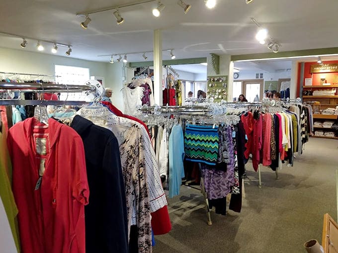 This clothing section stretches further than some people's attention spans, offering everything from sensible cardigans to sequined mysteries with fascinating backstories.