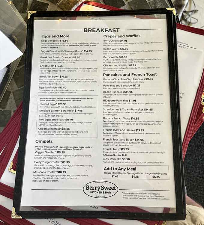 Study this menu carefully, though let's be honest, you know exactly what you're ordering before you even sit down.